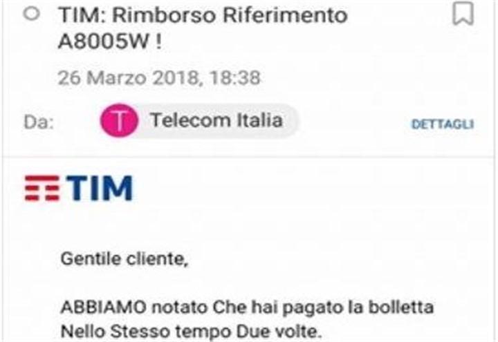Falsi rimborsi Tim, torna online la vecchia truffa/ Polizia di Stato ... Falsi rimborsi Tim, torna online la vecchia truffa/ Polizia di Stato ...