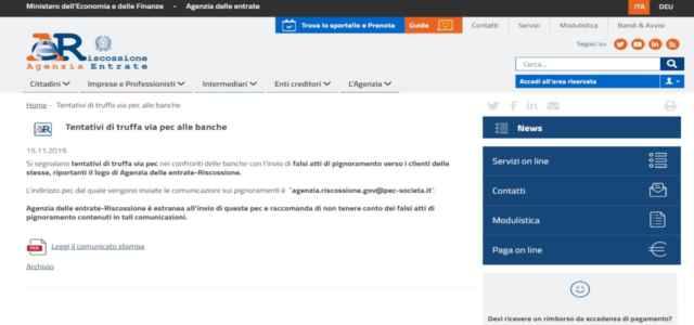 Agenzia delle entrate/ Riscossione ricevute di pagamento? È una truffa