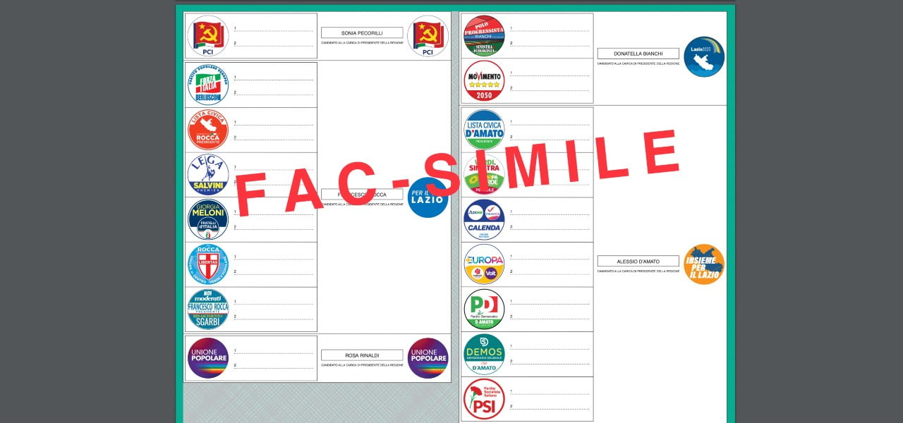 Fac-simile scheda elettorale Regionali Lazio/ Colore verde: quali ...